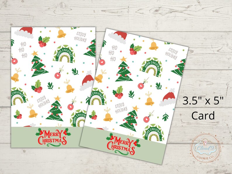 Printable Christmas Mini Cookie Card 3.5 X 5 - Christmas Tree Cookie ...