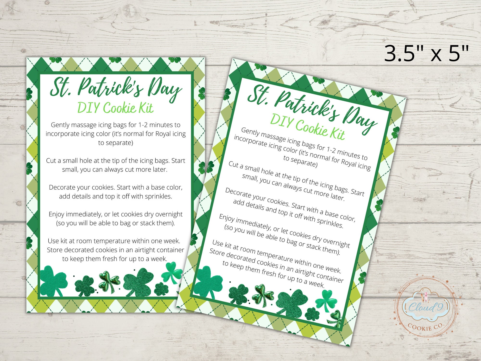 Printable St. Patrick's Day DIY Cookie Kit Instructions, DYI Cookie Kit ...