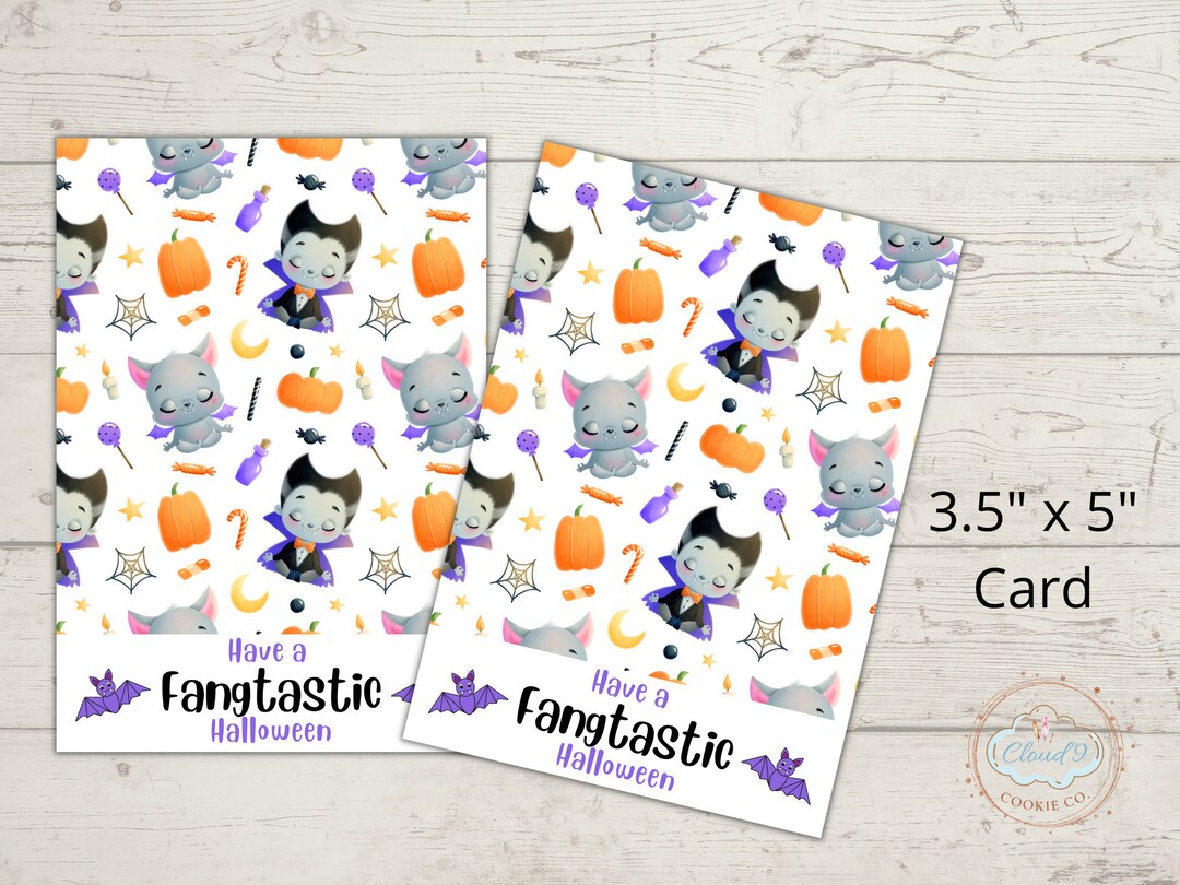 Printable Halloween Mini Cookie Card, Have a Fangtastic Halloween ...