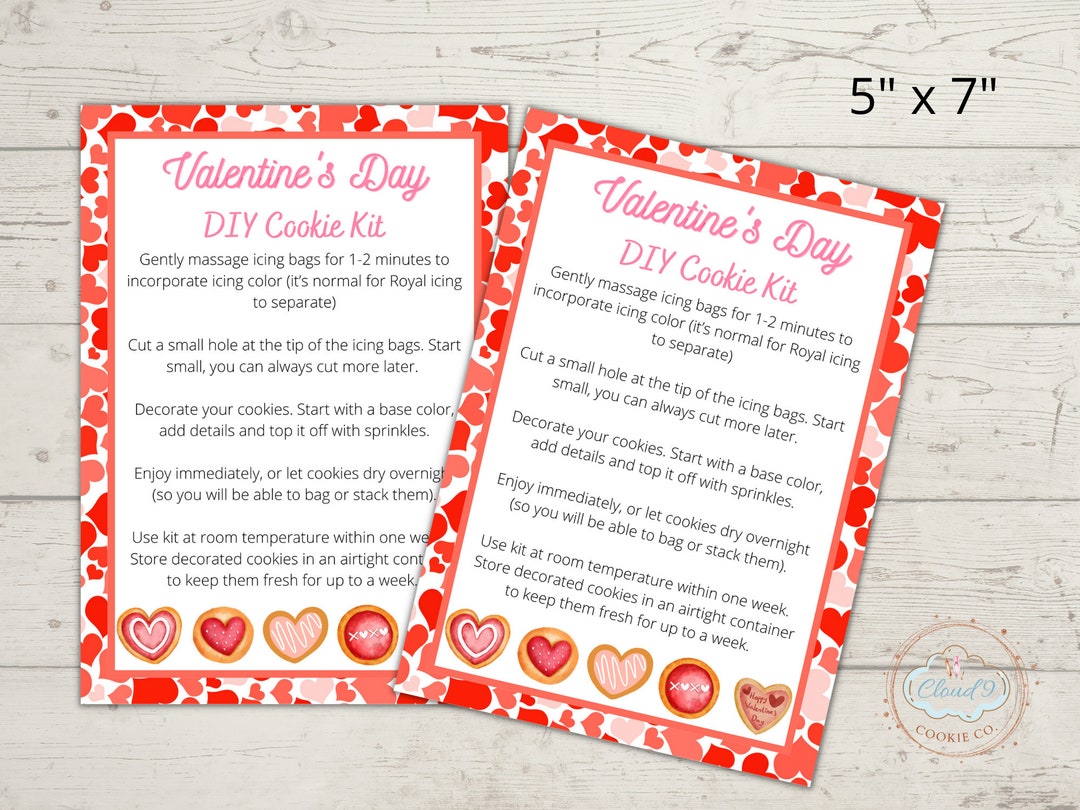 Printable Valentine's Day DIY Cookie Kit Instructions, DYI Cookie Kit ...