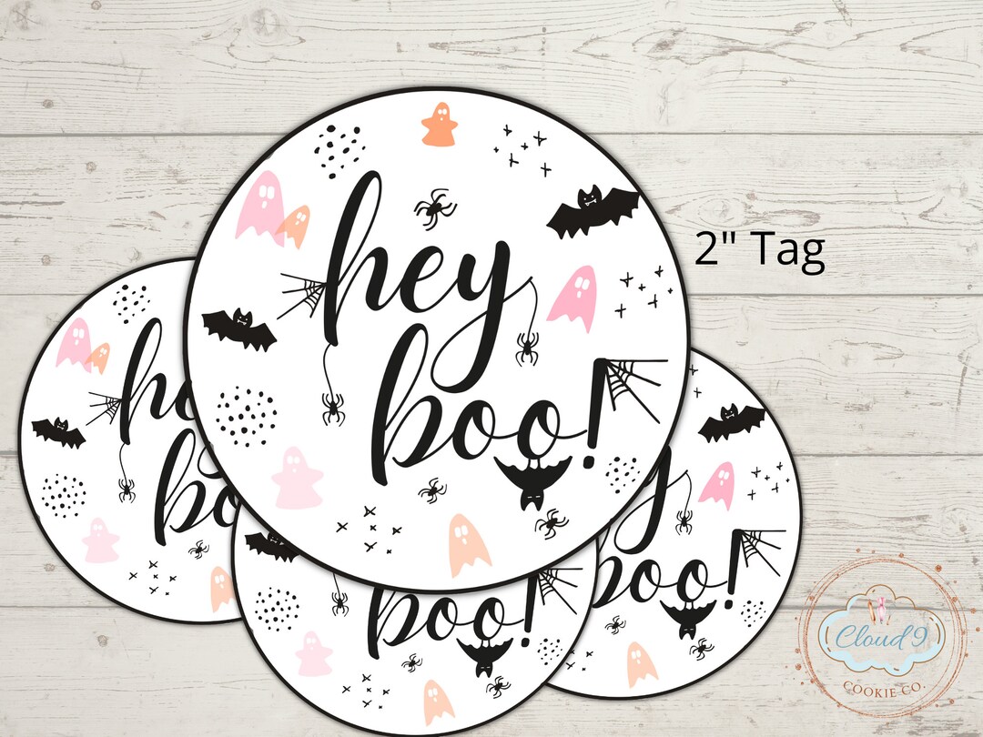 Printable Halloween Tag, Hey Boo Card, Cute Halloween Cookie Card, 2 ...