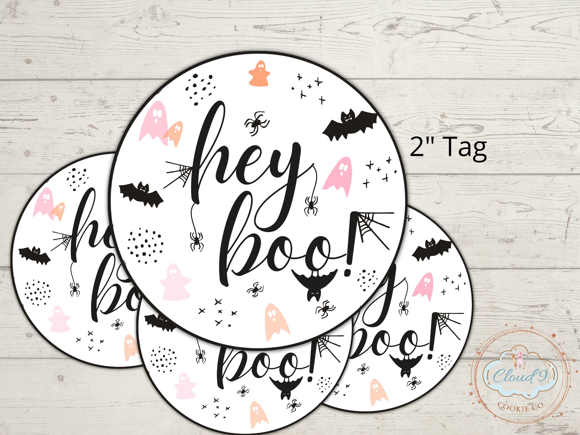 Printable Halloween Tag, Hey Boo Card, Cute Halloween Cookie Card, 2 ...