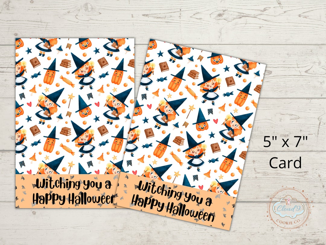 Printable Halloween Cookie Card, Witching You a Happy Halloween Cookie ...