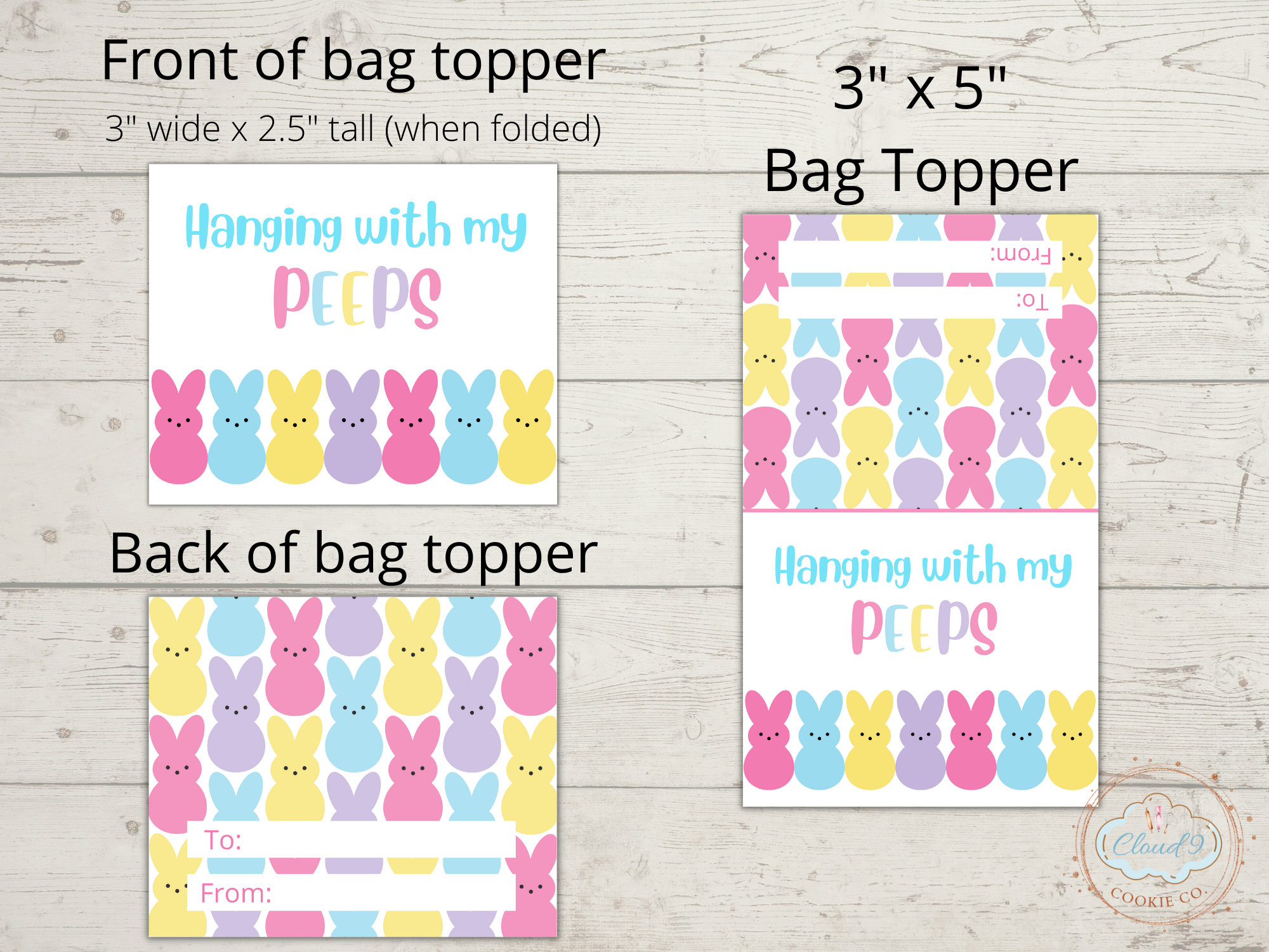 Printable Easter Cookie Bag Topper, 3"x5" (3"x2.5" When Folded ...