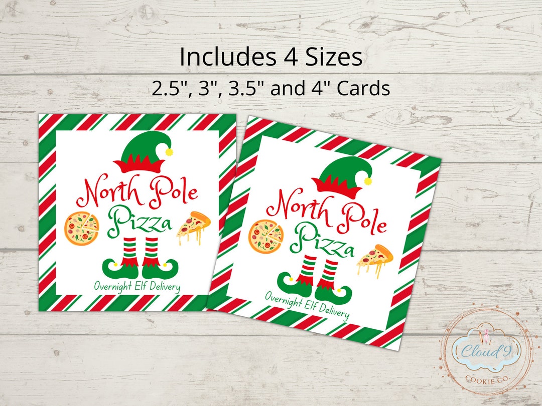 Printable North Pole Pizza Label, Elf Pizza Tag, Mini Pizza Box Label ...