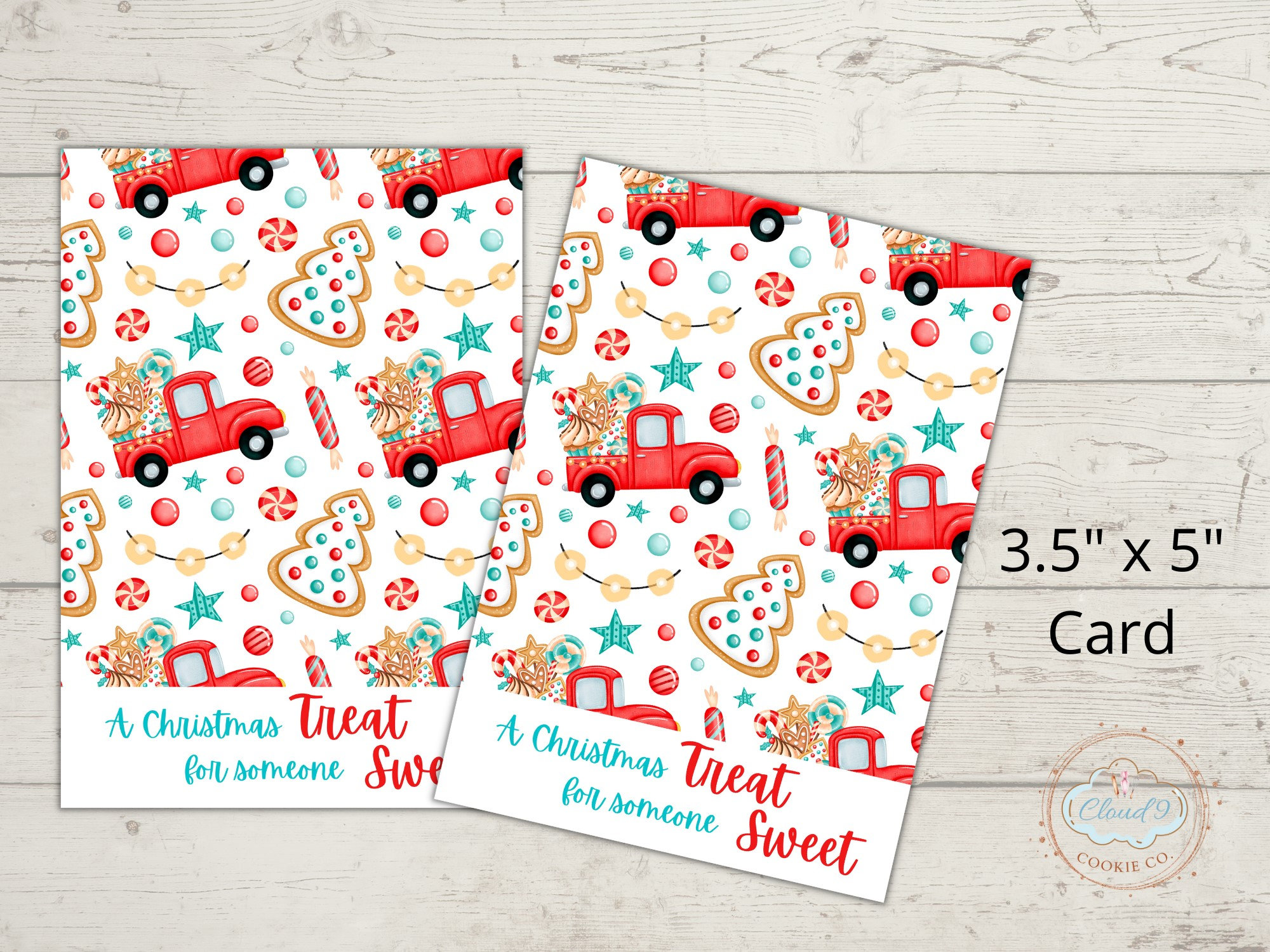 Printable Christmas Mini Cookie Card 3.5 X 5 - Christmas Treat for ...
