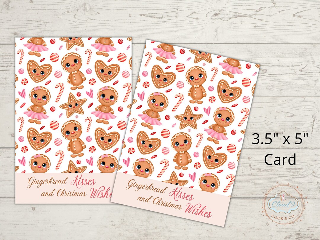 Printable Christmas Mini Cookie Card 3.5 X 5 - Gingerbread Kisses and ...