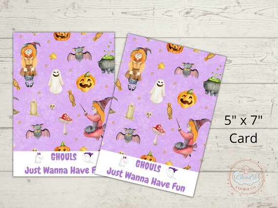 Printable Halloween Cookie Card Ghouls Just Wanna Have Fun - Etsy