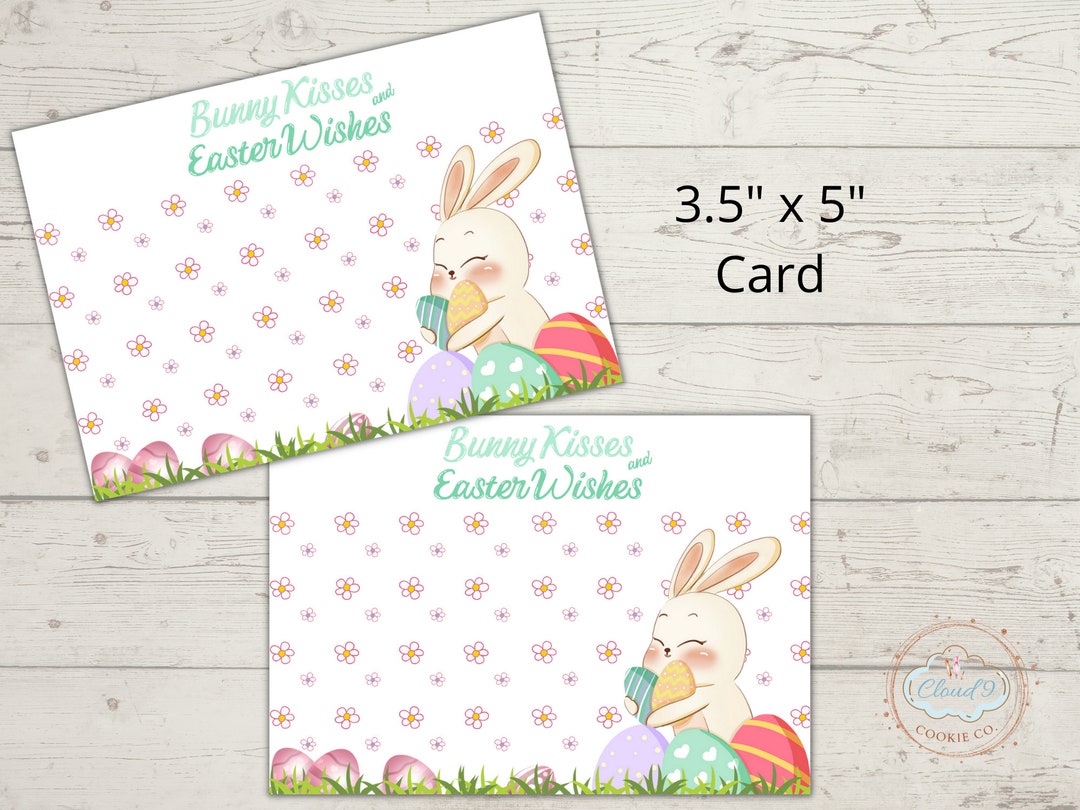 Printable Easter Mini Cookie Card 3.5 X 5 - Bunny Kisses and Easter ...