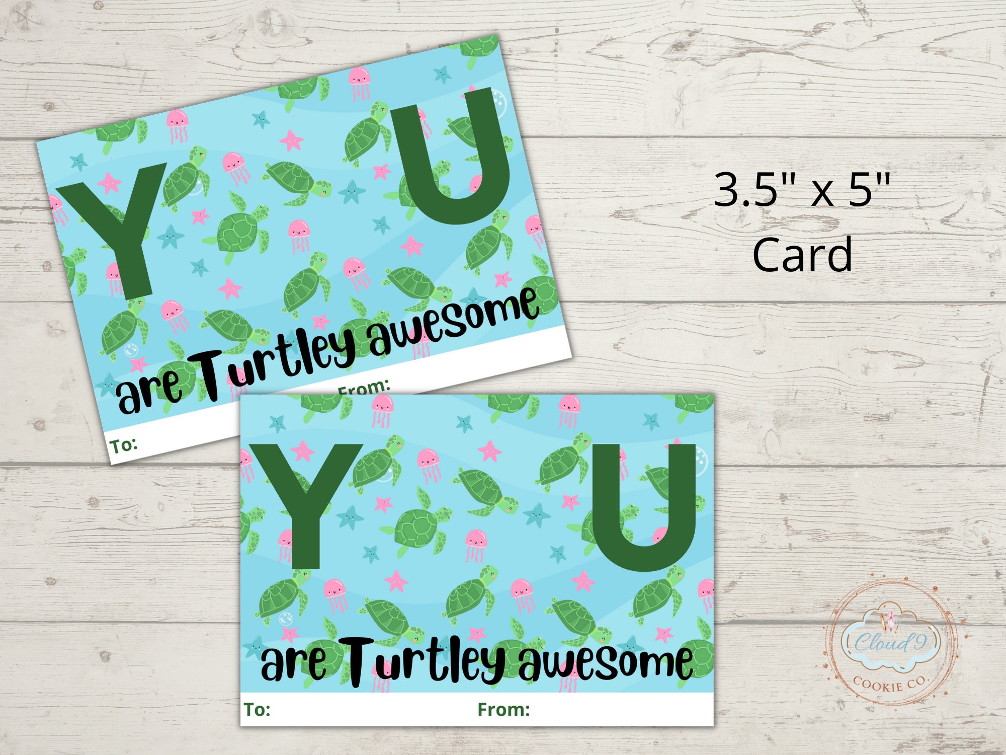 Printable Valentine's Day Mini Cookie Card 3.5 X 5 - You Are Turtley ...