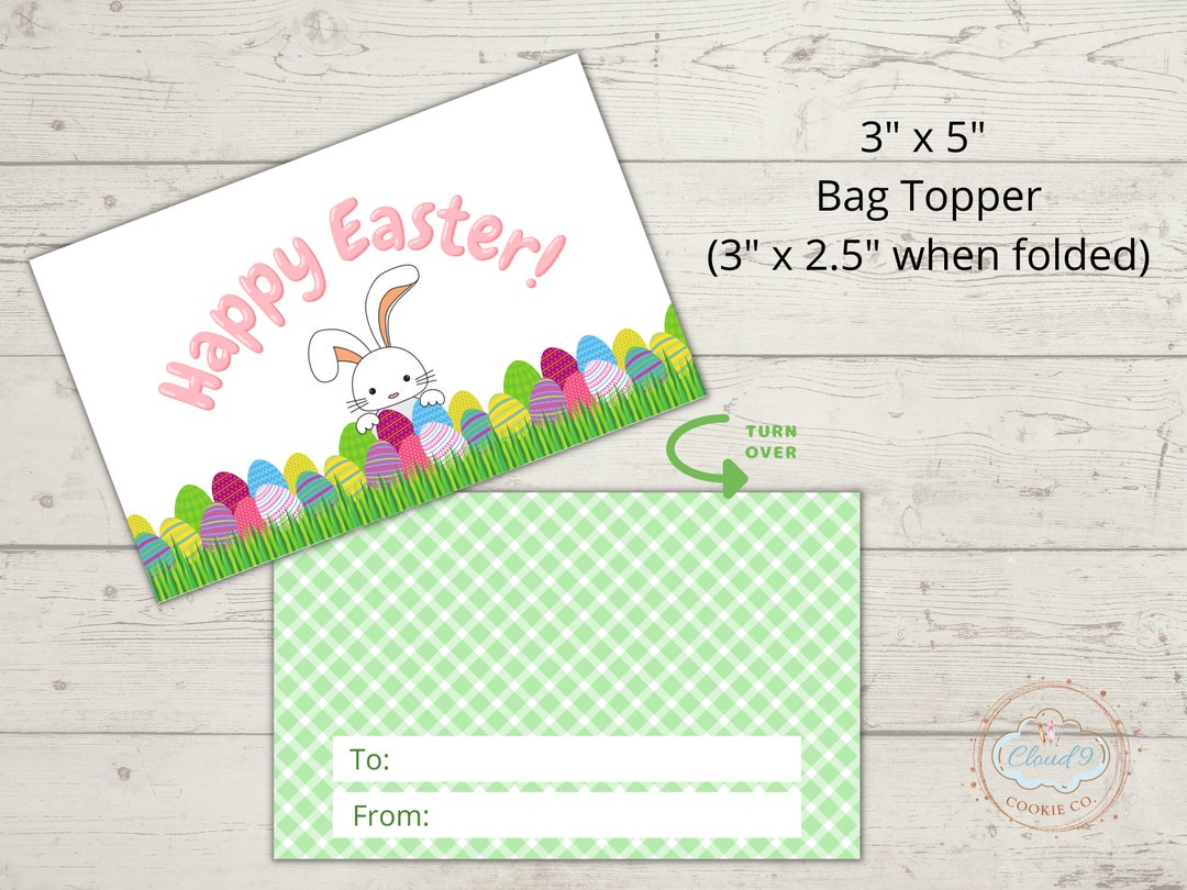 Printable Easter Cookie Bag Topper, 3"x5" (3"x2.5" When Folded) - Happy ...
