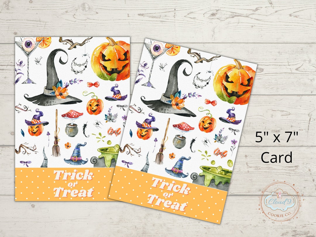 Printable Halloween Cookie Card, Trick or Treat Cookie Card, Cute ...