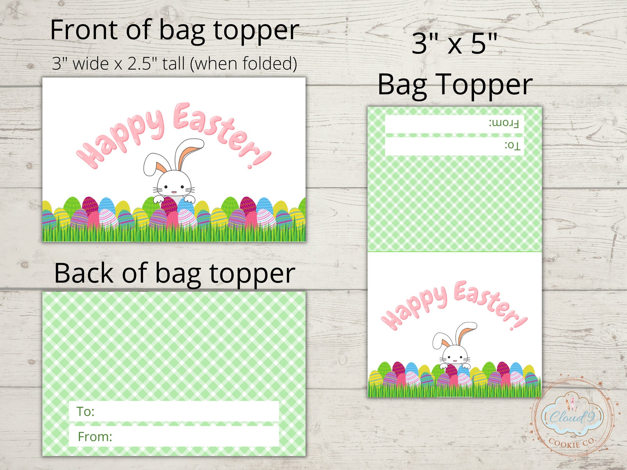 Printable Easter Cookie Bag Topper, 3"x5" (3"x2.5" When Folded) - Happy ...