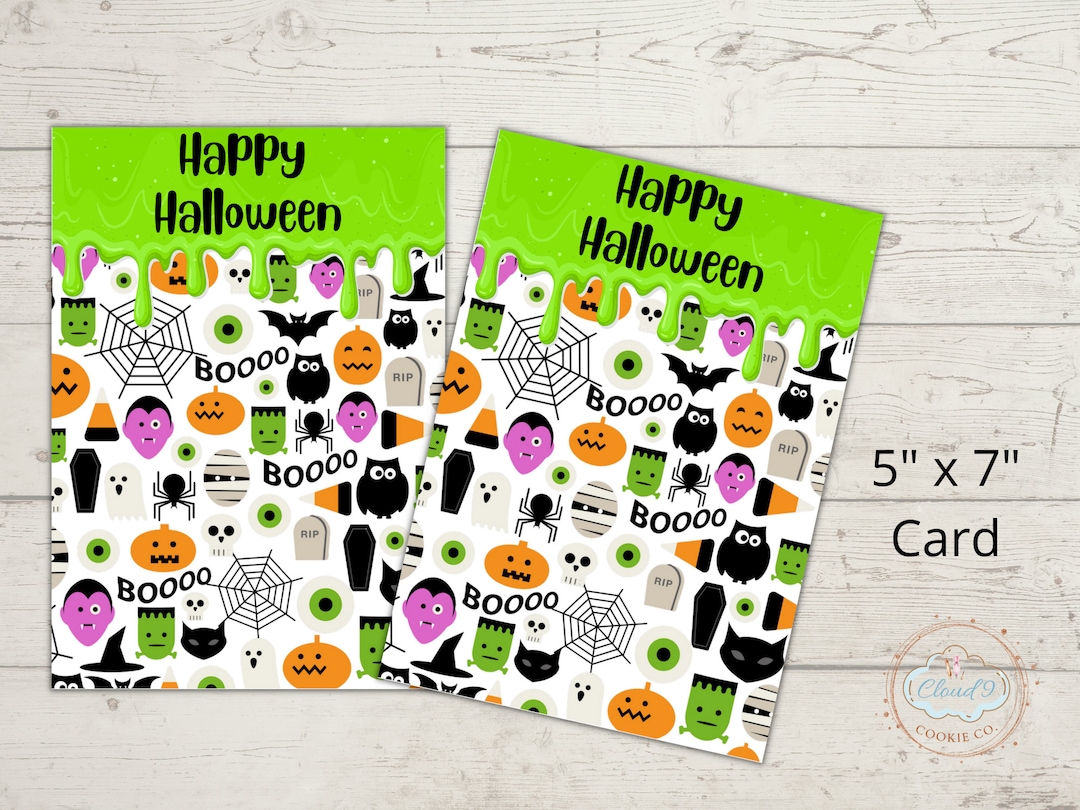 Printable Halloween Cookie Card, Happy Halloween Cookie Card, Spooky ...