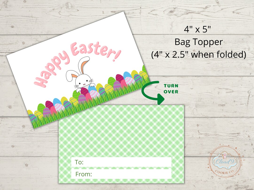 Printable Easter Cookie Bag Topper, 4"x5" (4"x2.5" When Folded) - Happy ...