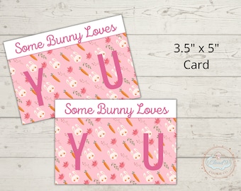 Printable Mini Cookie Card 3.5 X 5 Some Bunny Loves You Easter Carrots ...