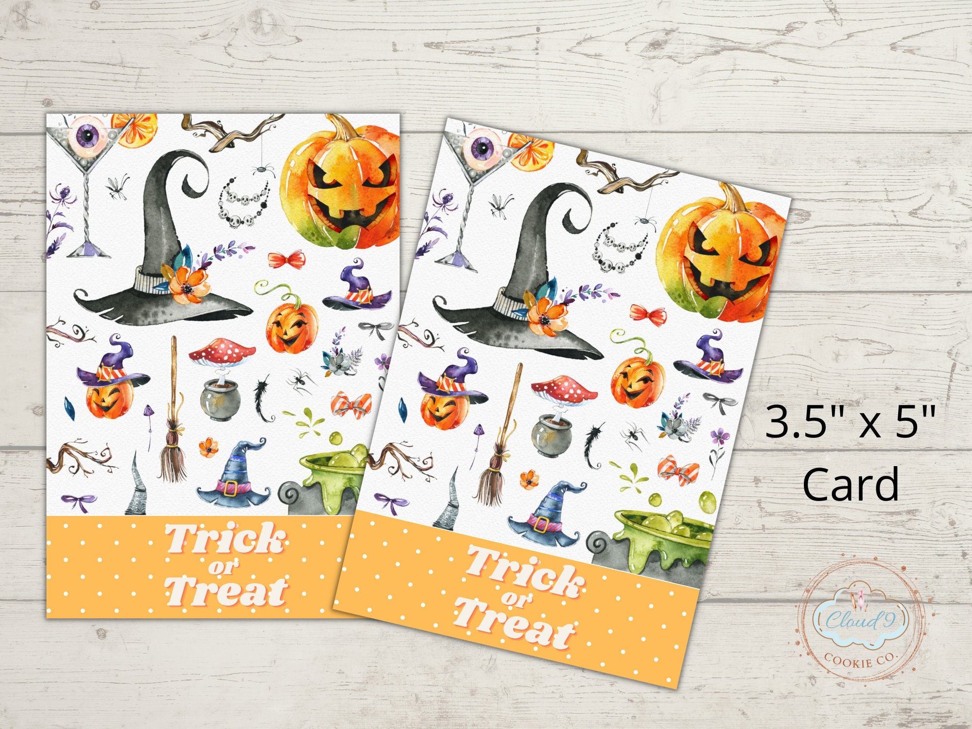 Printable Halloween Mini Cookie Card, Trick or Treat Cookie Card, Cute ...