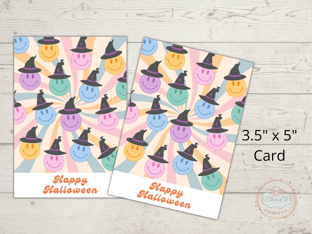 Printable Halloween Mini Cookie Card, Happy Halloween Cookie Card ...
