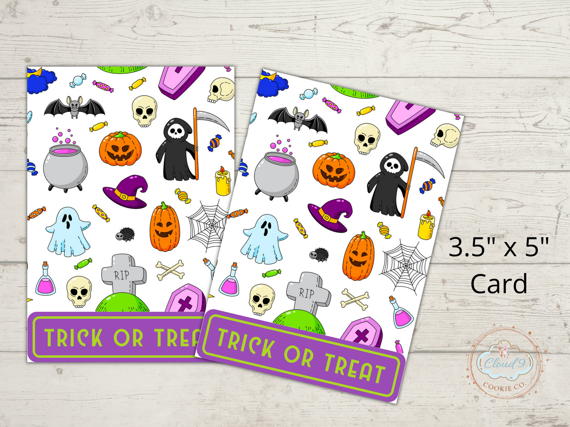Printable Halloween Mini Cookie Card, Trick or Treat Cookie Card, Cute ...