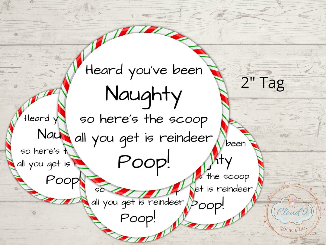 Printable Christmas Tag, Reindeer Poop Card, Cute Christmas Cookie Card ...