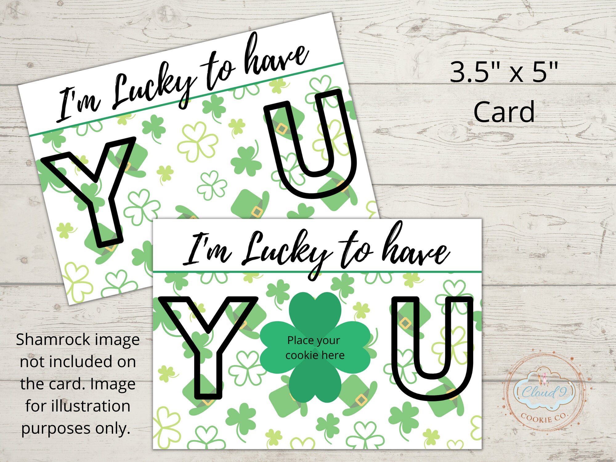 Printable St. Patrick's Day Mini Cookie Card 3.5 X 5 - I'm Lucky to ...