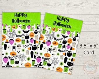 Printable Halloween Mini Cookie Card, Trick or Treat Cookie Card, Cute ...