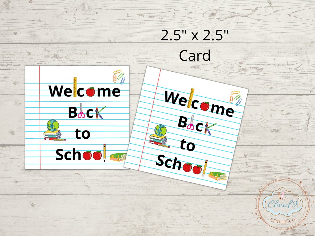 Welcome Back to School Card, Back to School Gift Tags, Cookie Tag ...