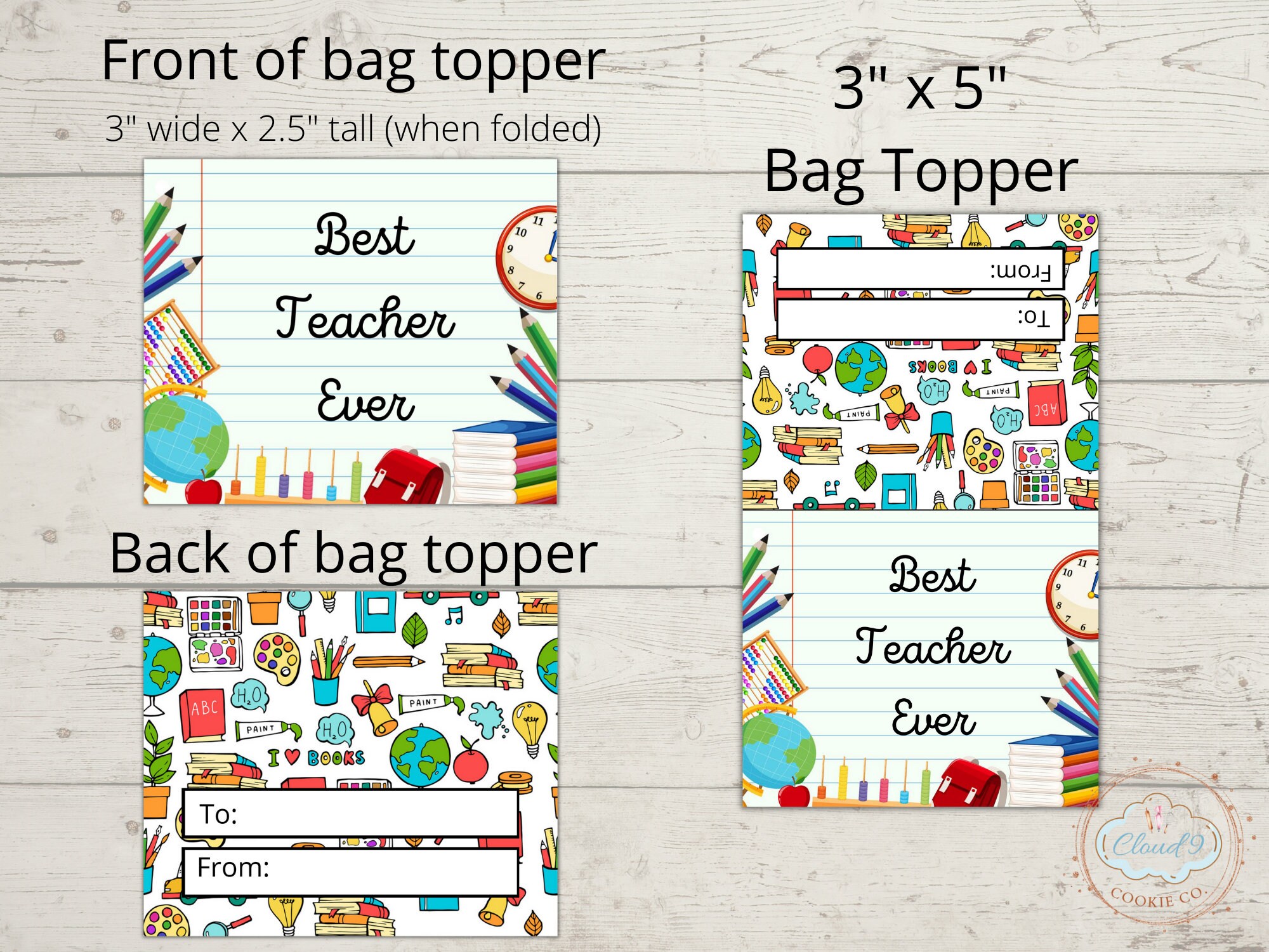 Printable Teacher Appreciation Bag Topper 3x5 3x2.5 When Folded, Best ...