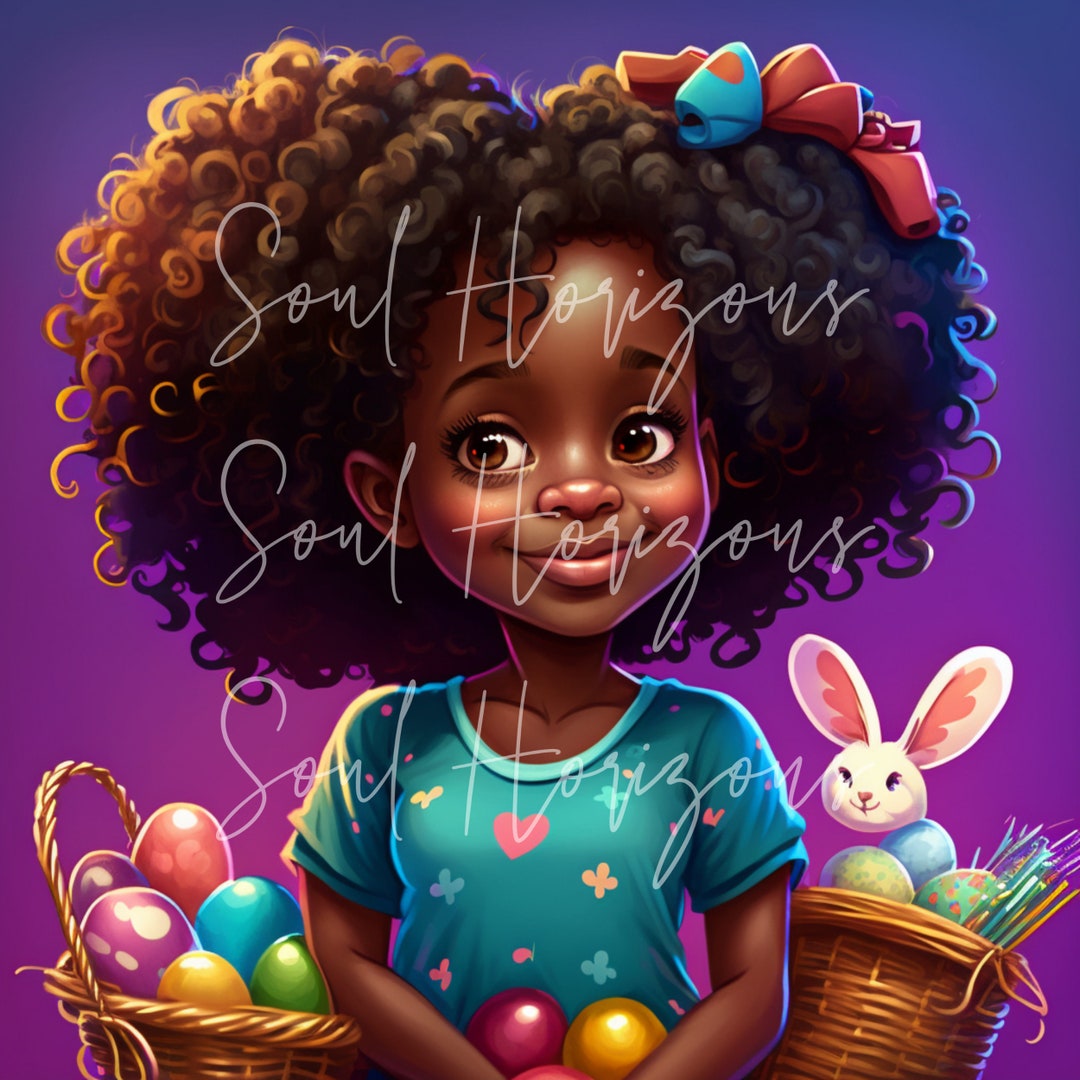 Easter Black Girl Clipart, Black Girls PNG, Black Little Girl, Black ...