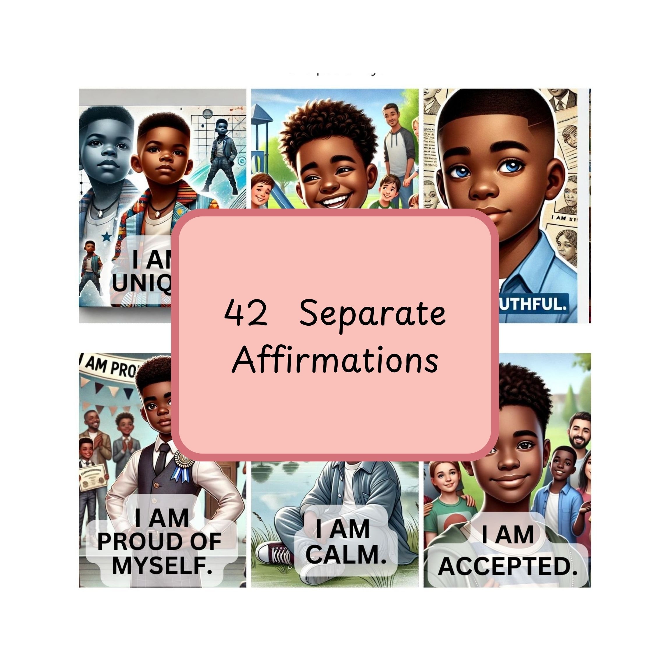 42 Digital Printable Children's Affirmation Cards for Black Kids ...