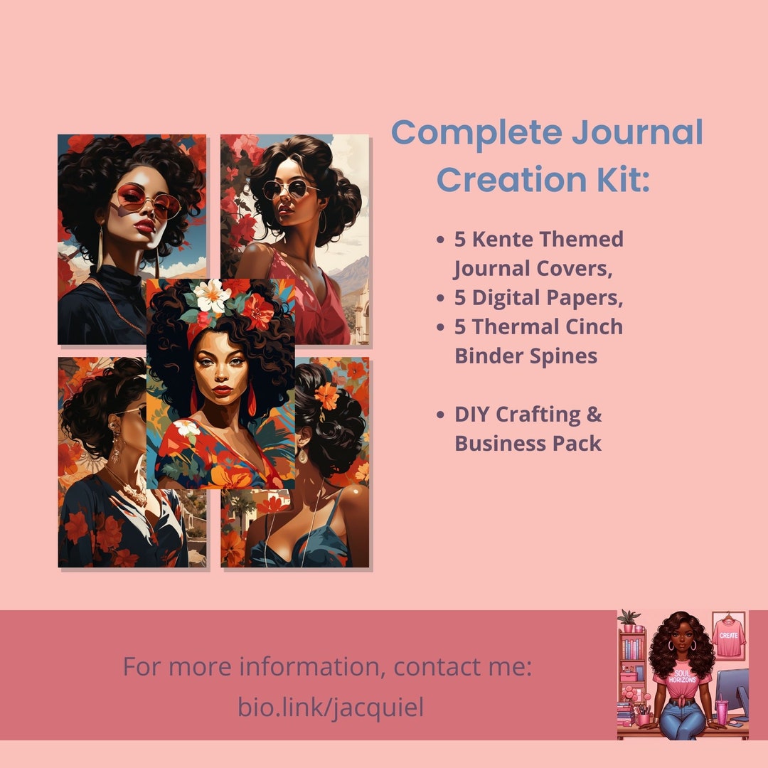 Journal Creation Kit: 5 Latina Themed Journal Covers, Digital Papers ...