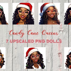 Candy Cane Queens Clipart | African American Holiday Pngs | Festive ...