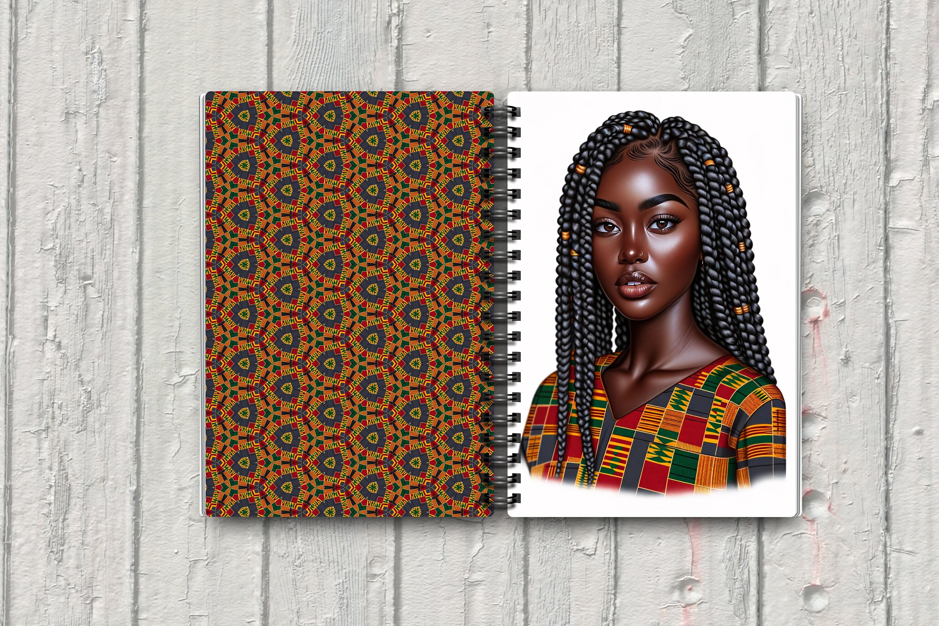 African American Women in Kente Cloth Journal Kit - DIY Covers, Thermal ...
