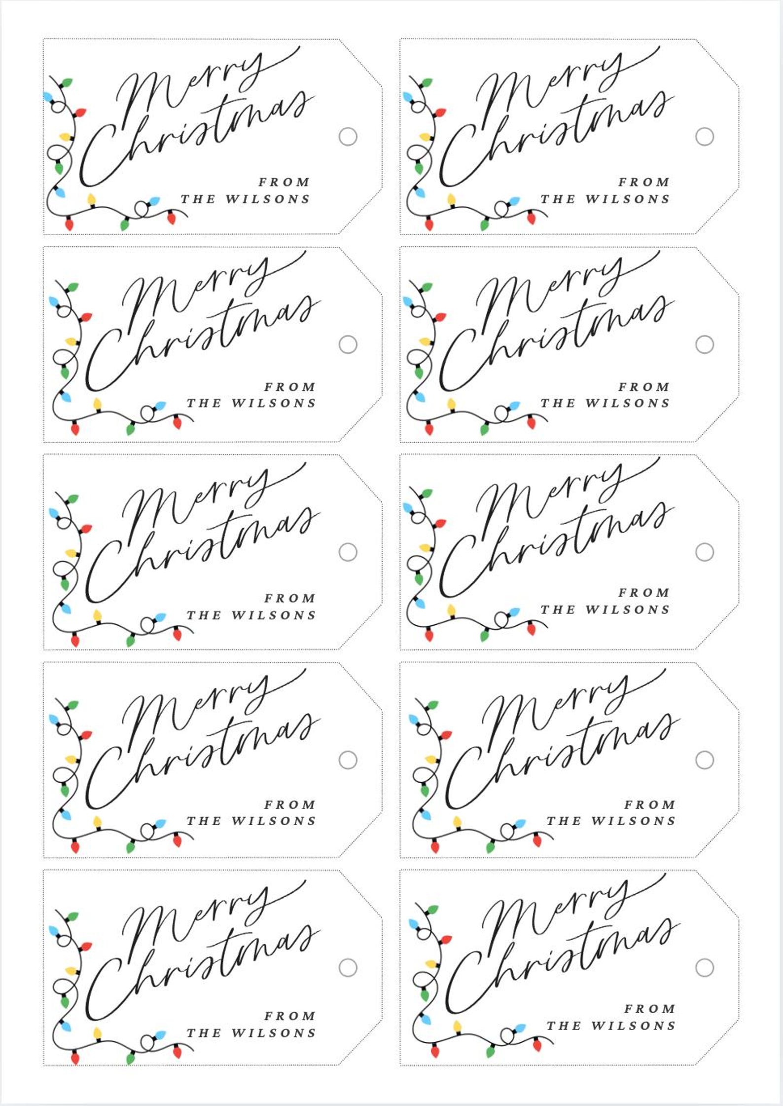 Editable Christmas Gift Tag Printable | Holiday Lights Gift Tag ...
