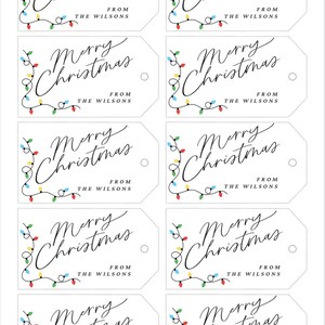 Editable Christmas Gift Tag Printable | Holiday Lights Gift Tag ...