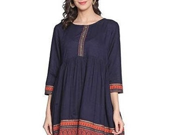 Blue Short Kurti Women - Etsy