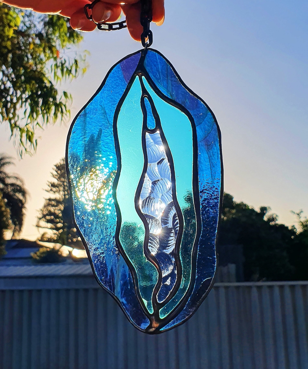 Stained Glass Vulva/ Divine Portal in Blue Tones - Etsy