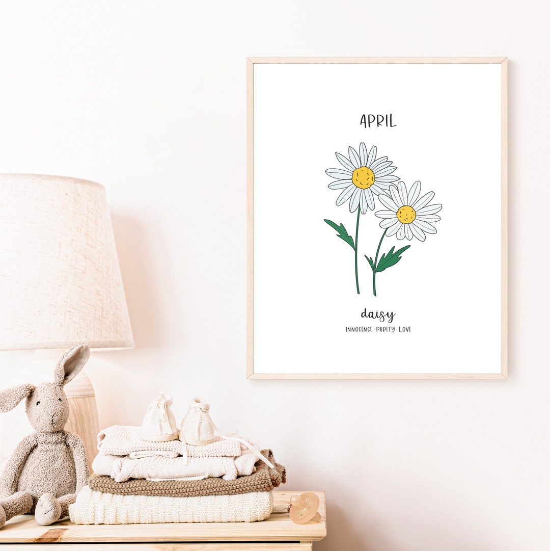 April Birth Flower Print Daisy Poster Print | Floral PNG | Birth Month ...