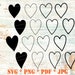Elongated Heart SVG, Hand Drawn Hearts Outline Svg, Hearts Frame Bundle ...
