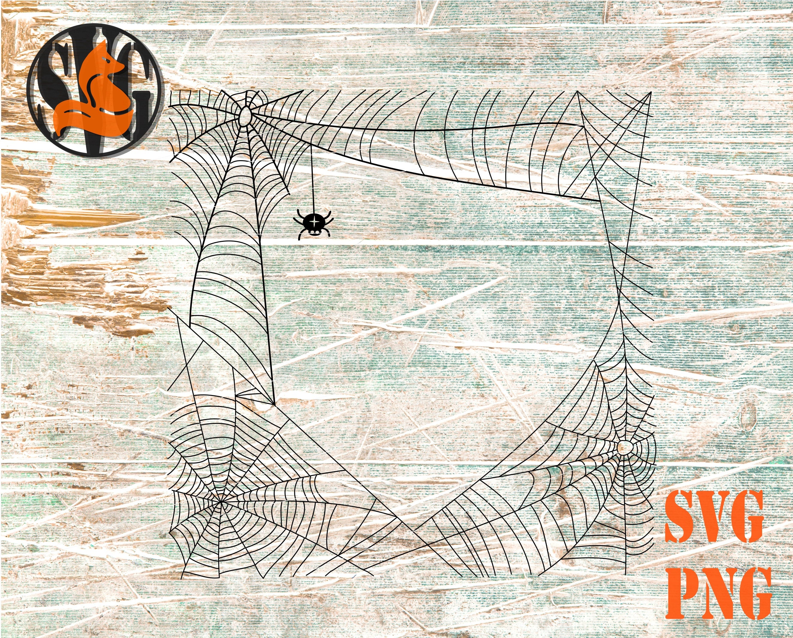Spider Web Frame SVG PNG Square Frame Svg, Spiderweb Frame Svg, Cobweb ...