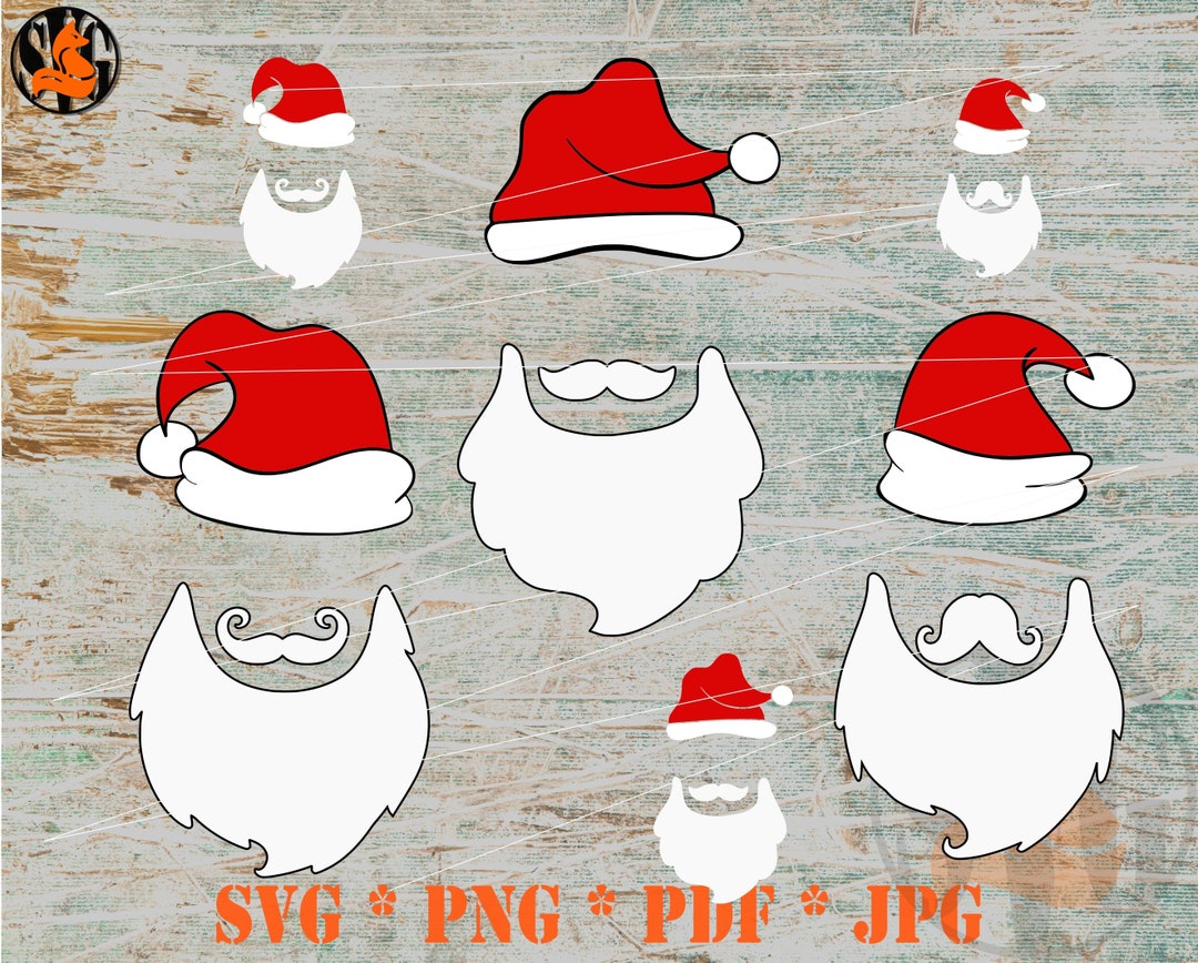 Santa Beard SVG, Secret Santa Mask Svg, Santa Hat Svg, Santa Claus Face ...