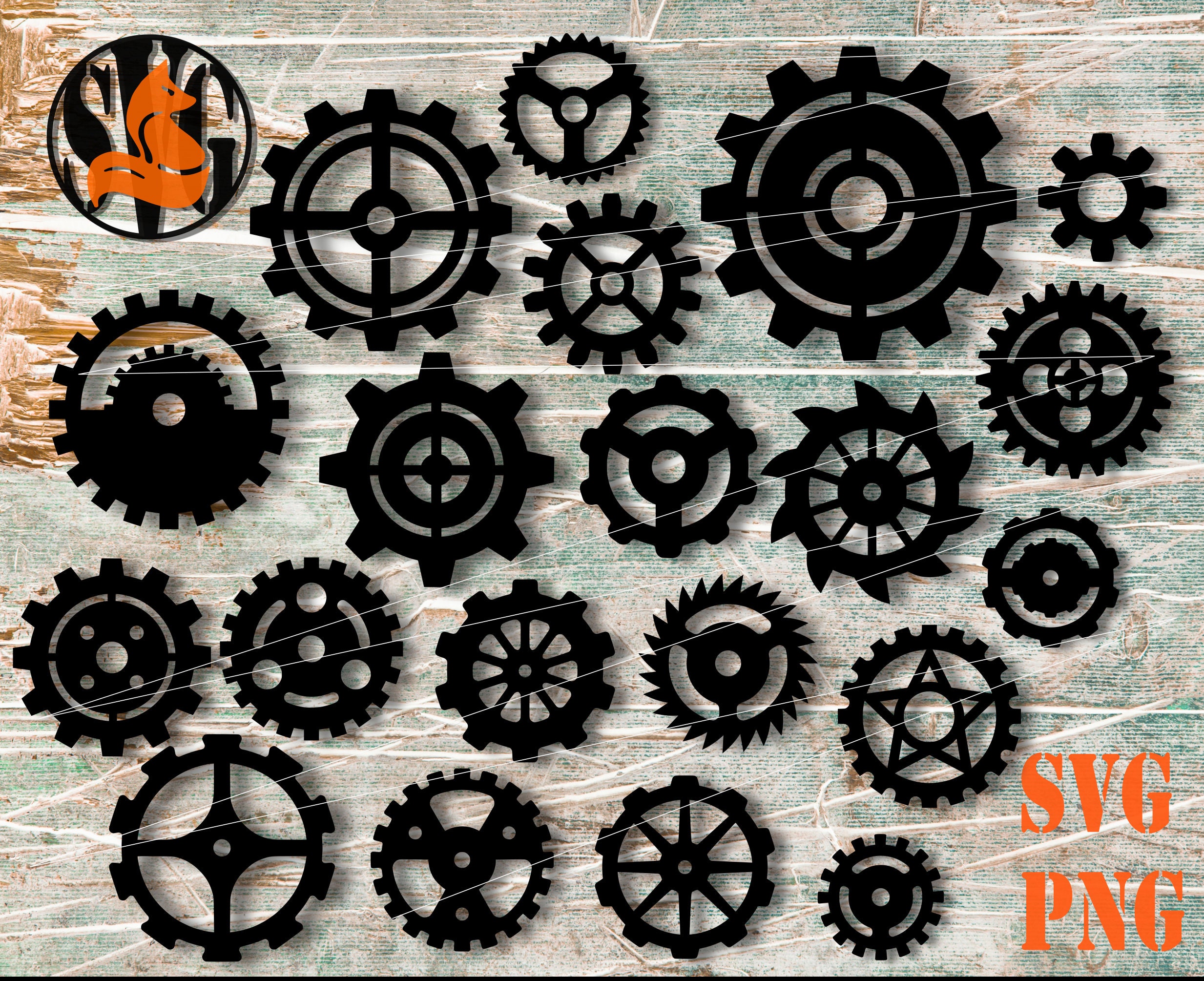Engranajes SVG PNG Paquete 20 Plantilla de corte de papel - Etsy México