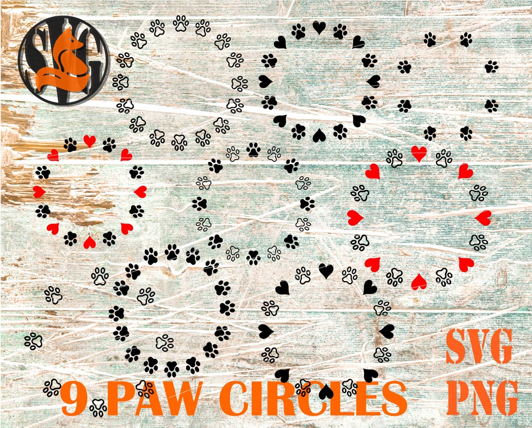 Dog Paw Circle SVG Bundle Digital Download 9 Dog Paw Frames Files for ...