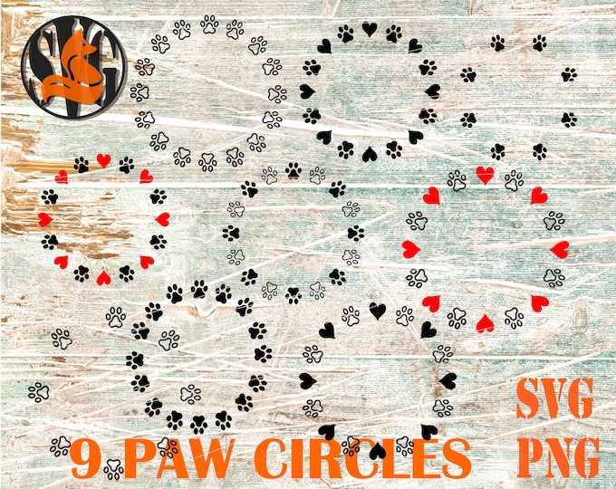 Paw Print Frames SVG Bundle, Dog Paw Print SVG File, Heart Svg File ...