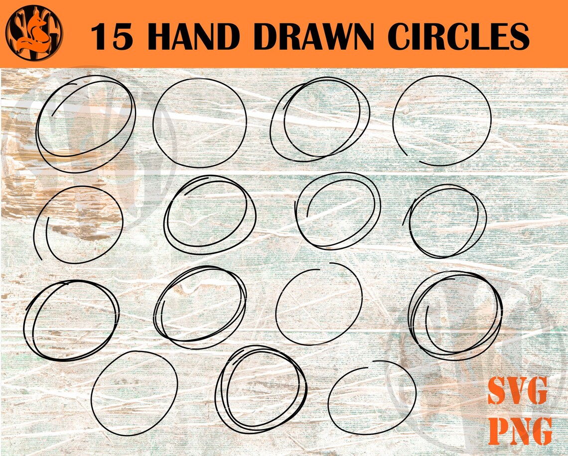 Hand Drawn Circle SVG Bundle Digital Download 15 Hand Drawn Minimalist ...