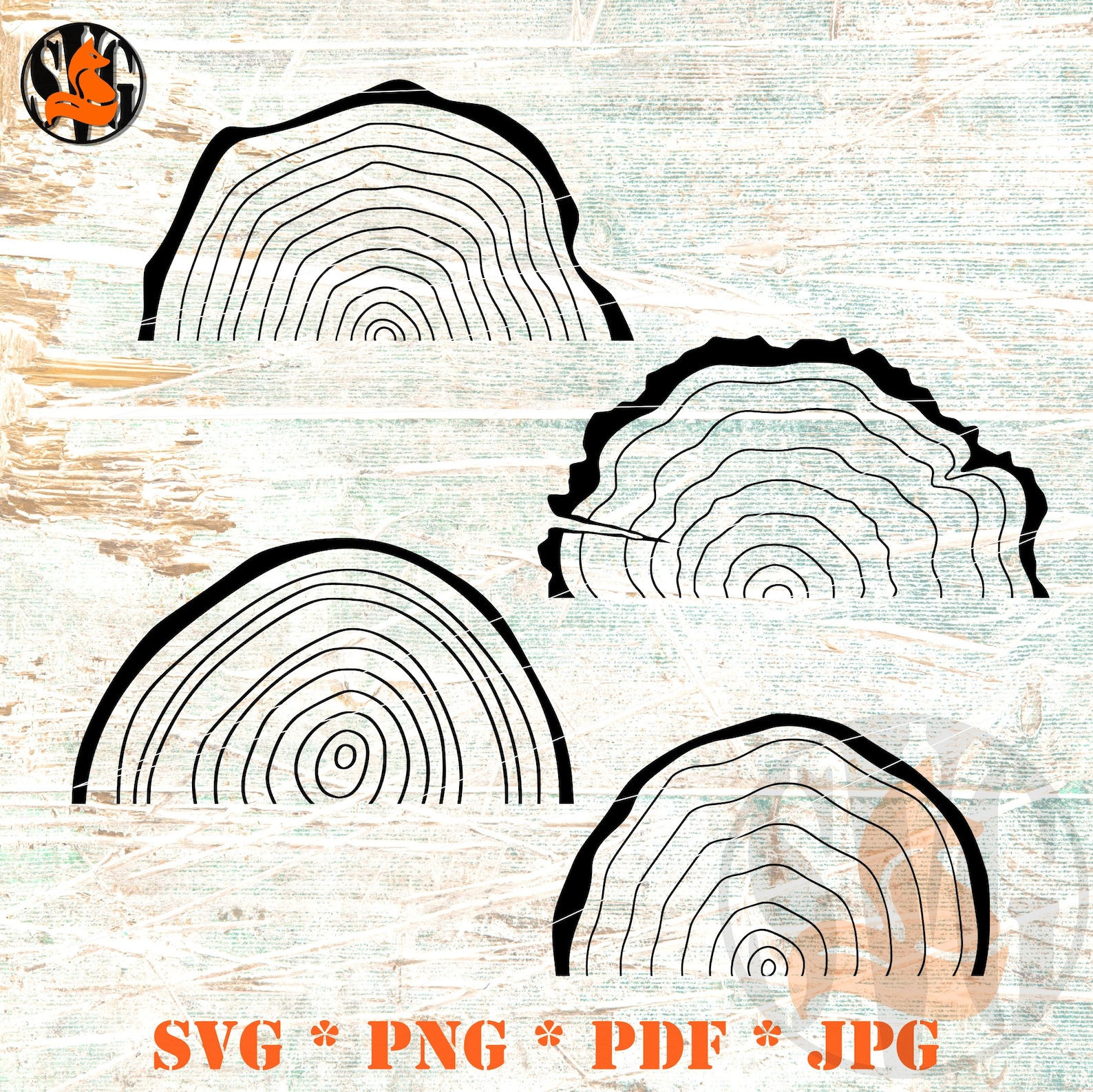 Wood Slice Half SVG, Wood Grain Svg, Wood Slice Split Template Svg ...
