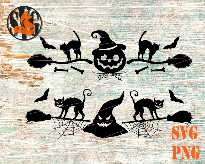 Halloween Cat Borders SVG PNG Digital Download File for Cricut ...