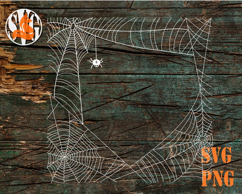 Spider Web Frame SVG PNG Square Frame Svg, Spiderweb Frame Svg, Cobweb ...