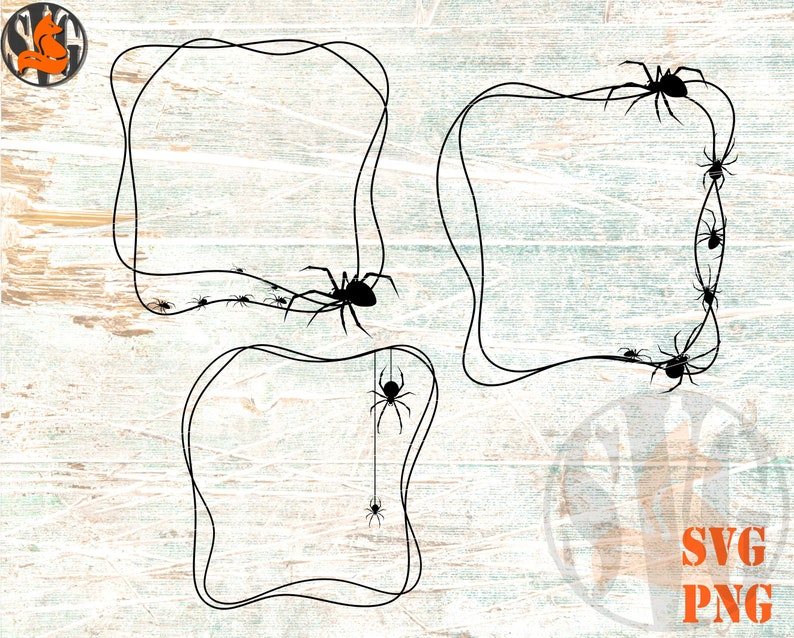 Halloween Spider Doodle Frames SVG PNG Halloween Spooky - Etsy