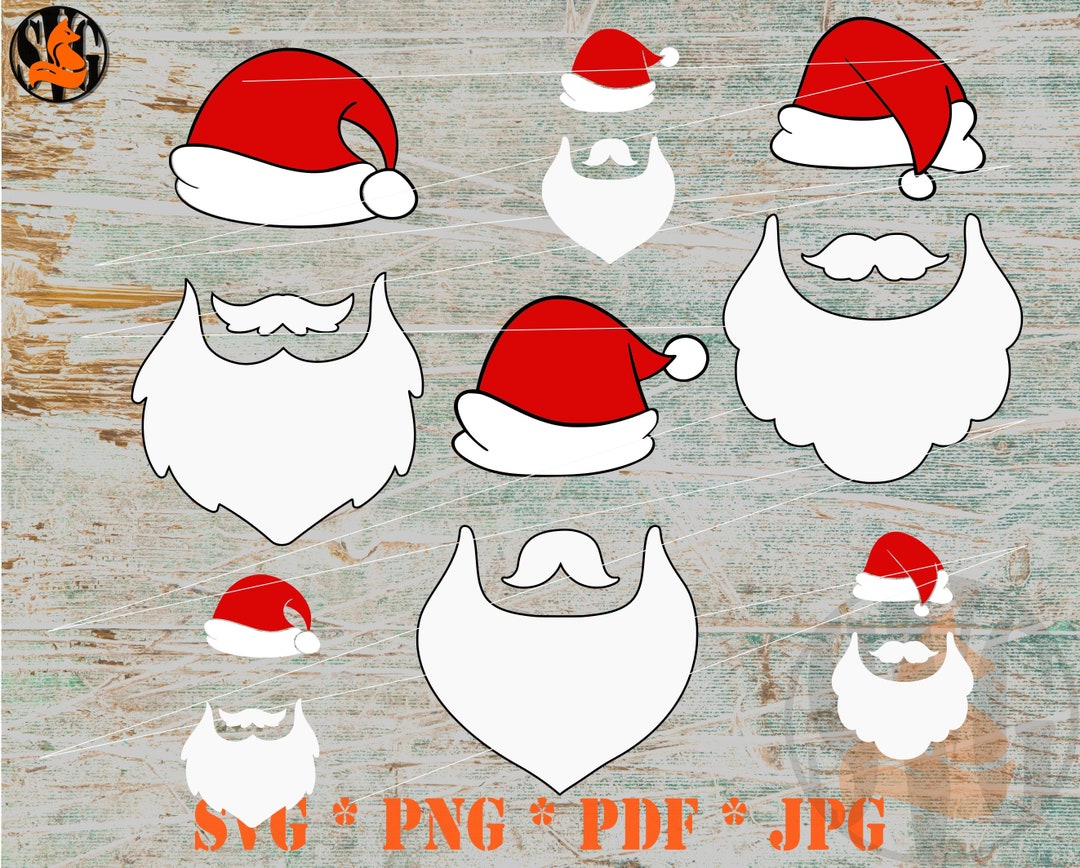 Santa Beard SVG, Secret Santa Mask Svg, Santa Hat Svg, Santa Claus Face ...